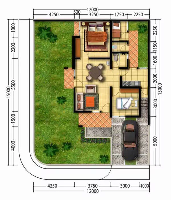 Denah Rumah Type 45 – Mirach Interior